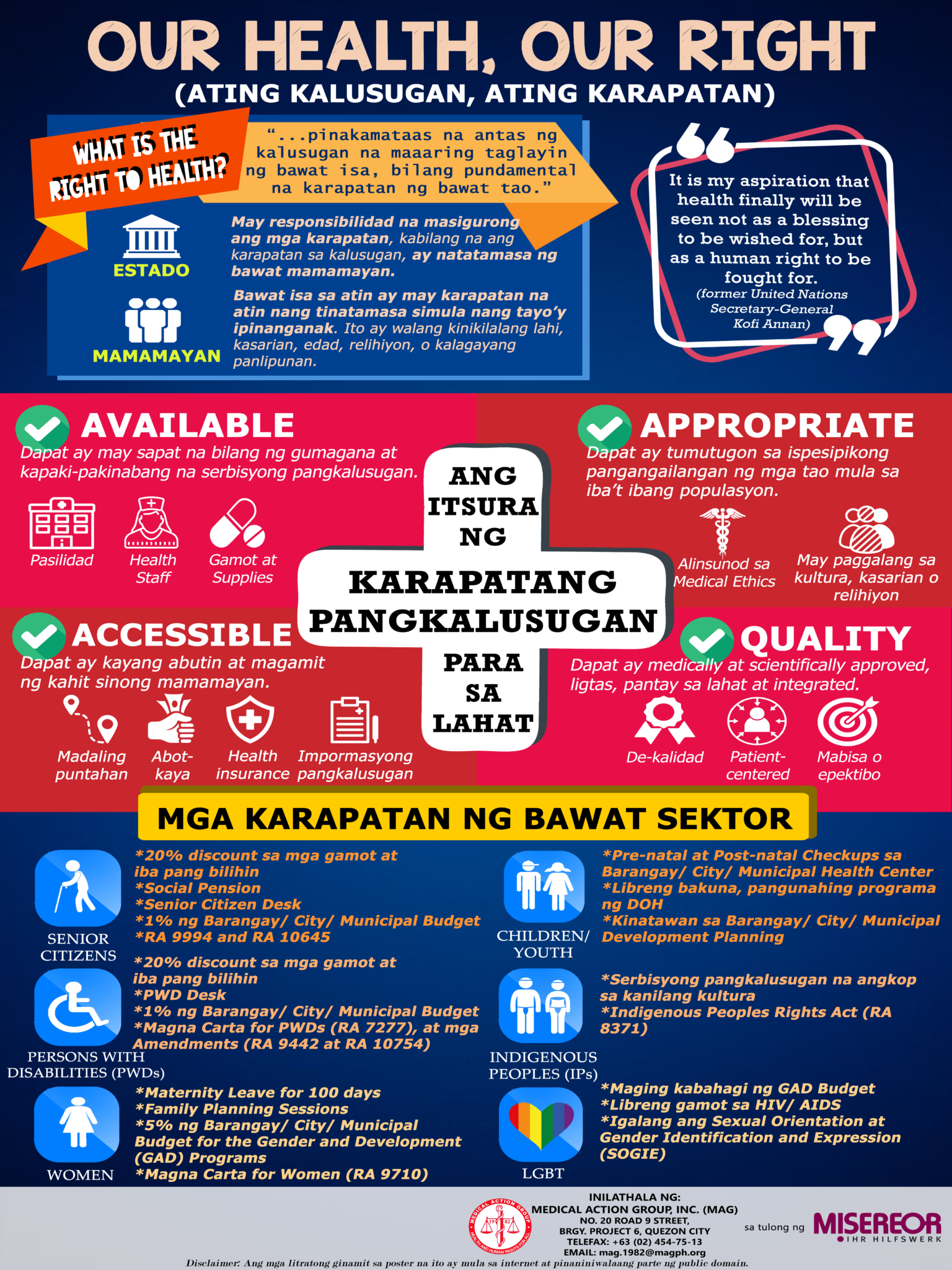 OUR HEALTH, OUR RIGHT (Poster on Right to Health) - Medical Action Group